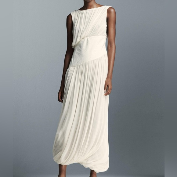 Zara | Dresses | Zara Contrast Midi Dress Collection Color Cream Size L ...